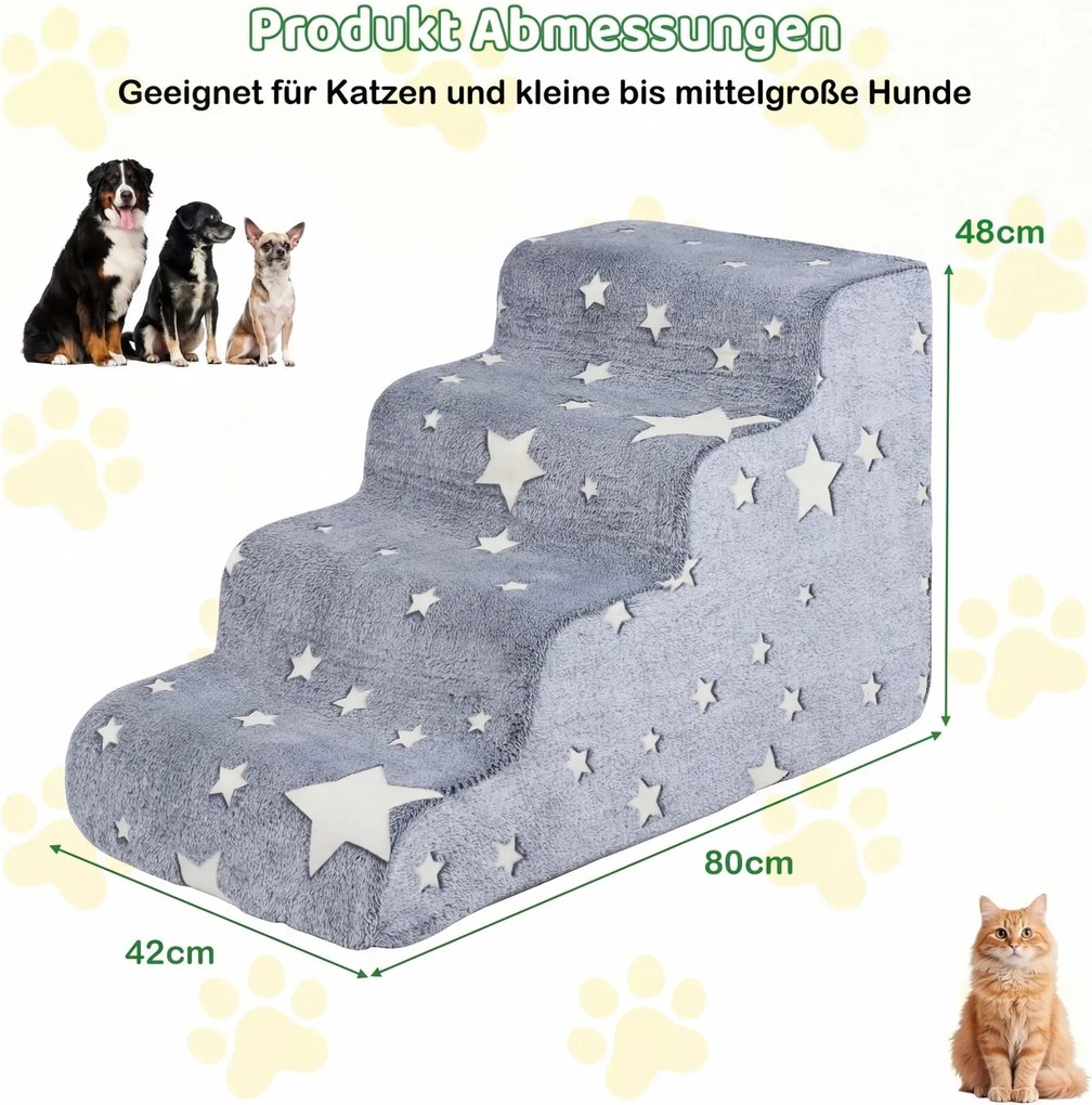 Costway 4-Step Luminous Foam Schody s omyvatelným flanelovým potahem Schodiště