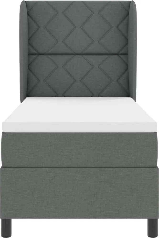 Postel s boxspringem s čelo Tmavě šedá 80 x 200 cm textil 3340593