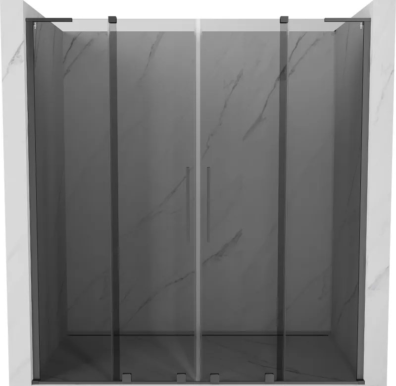 Mexen Velar L Duo, posuvné sprchové dveře do otvoru 180 cm, 8mm šedé sklo, broušený grafit, 871-180-003-42-95
