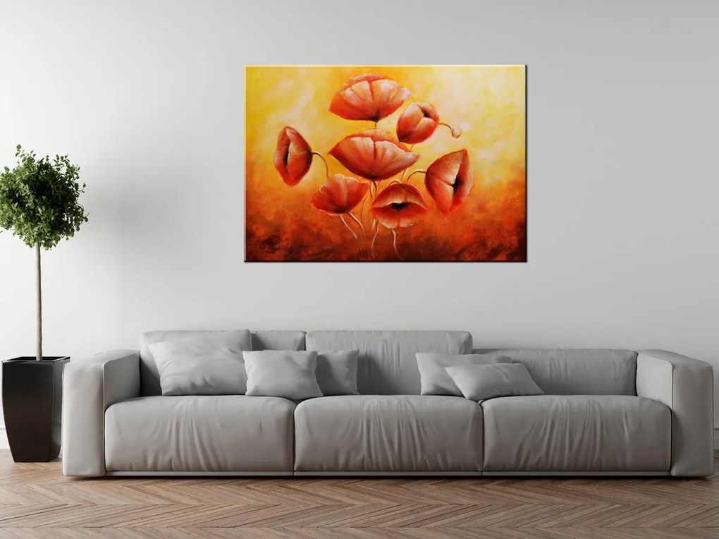 Gario Ručně malovaný obraz Červené máky Rozměry: 100 x 70 cm
