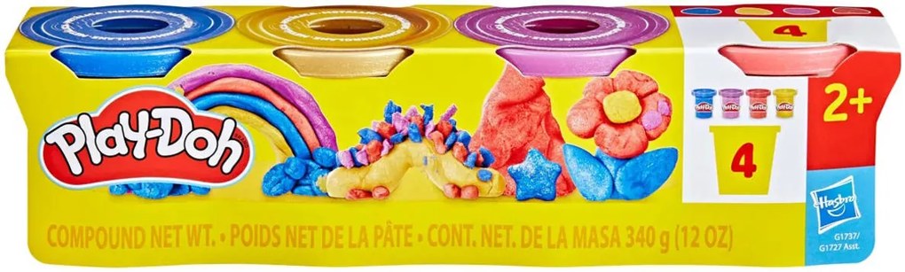 HASBRO PLAY-DOH Modelína kreativní sada 4 kelímky metalické barvy 340g 14g1737