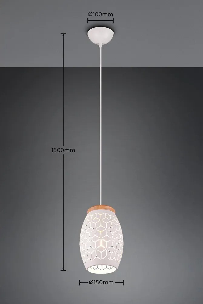 Bílé závěsné svítidlo ø 15 cm Bidar – Reality