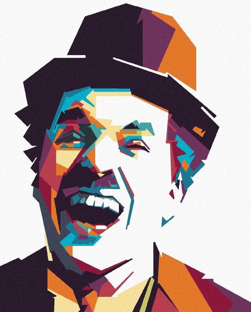 zuty zuty - malování podle čísel - barevný charlie chaplin, 80x100 cm, plátno+rám