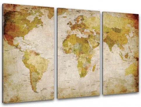 Starožitná mapa světa na plátně 120 x 80 cm