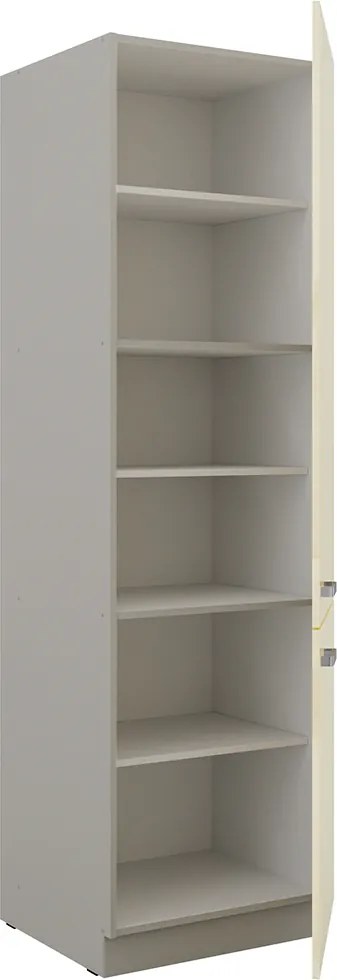 KARMEN | vysoká skříňka 60 DK-210 2F potravinová s policemi | 60 cm | světle šedá/krémová lesk