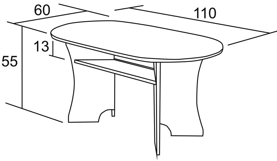 Konferenční stolek K01 Martin, ovál 110x60 cm, český výrobek