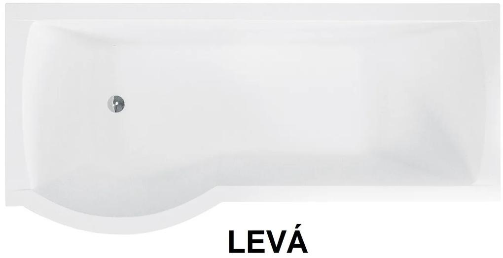BESCO Asymetrická vana INSPIRO včetně vanové zástěny BARVA rámu - Hliník leštěný, Nožičky k vaně - S nožičkami, Rozměr vany - 160 × 70 cm, Výplň - Čiré bezpečnostní sklo - 5 mm, Způsob provedení - Levé - VANINSPIR160L+OLVPINOZ