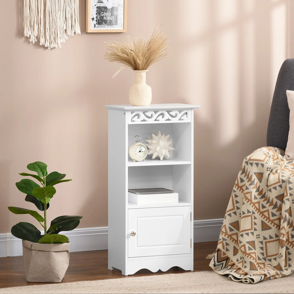 HOMCOM Podlahová skříň a skříň se 2 policemi a dveřmi v bílé MDF pro koupelnu 40Š x 23H x 80V cm