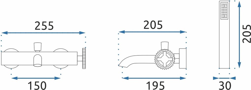 Rea Vertigo - vanová baterie + ruční sprchový set, černá, REA-B9669