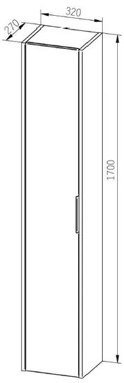 EBS City Vysoká skříňka 32 x 170 cm, bílá lesk S_CITYV32B