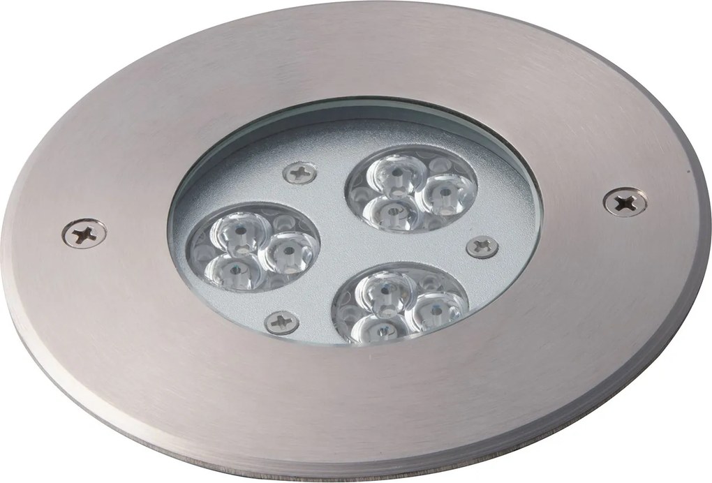 FAN LED-IRIDE-R12 Pochozí venkovní LED svítidlo IRIDE DC12/24V stříbrná, hliník, 9x1 W, RGB, stmívatelné, IP67, 12,5 x 6,6 cm - FANEUROPE
