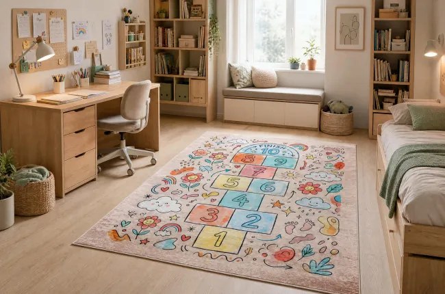 Dětský koberec protiskluzový BAMBINO 61470 růžový / modrý