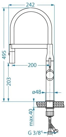 ALVEUS 1150893 -Dřezová baterie s flexibilním ramínkem se sprškou MIRAGE 49,5 cm
