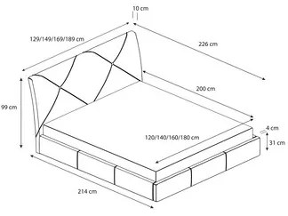 Čalouněná postel KARO rozměr 160x200 cm Tmavě šedá