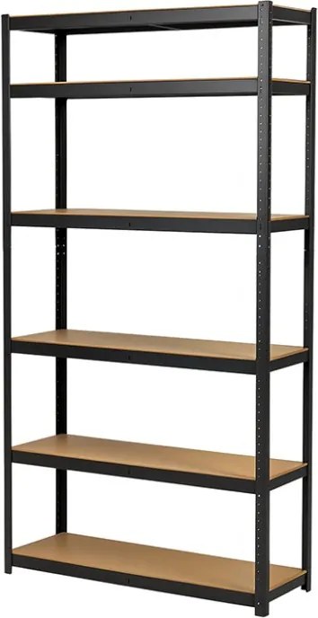 Regál 220x100x60 cm lakovaný 6-policový, nosnost 1050 kg - černý