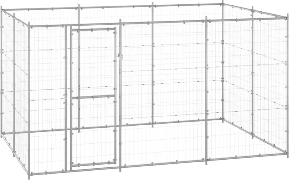 vidaXL Venkovní psí kotec pozinkovaná ocel 7,26 m² [3082298] Barva: Černá