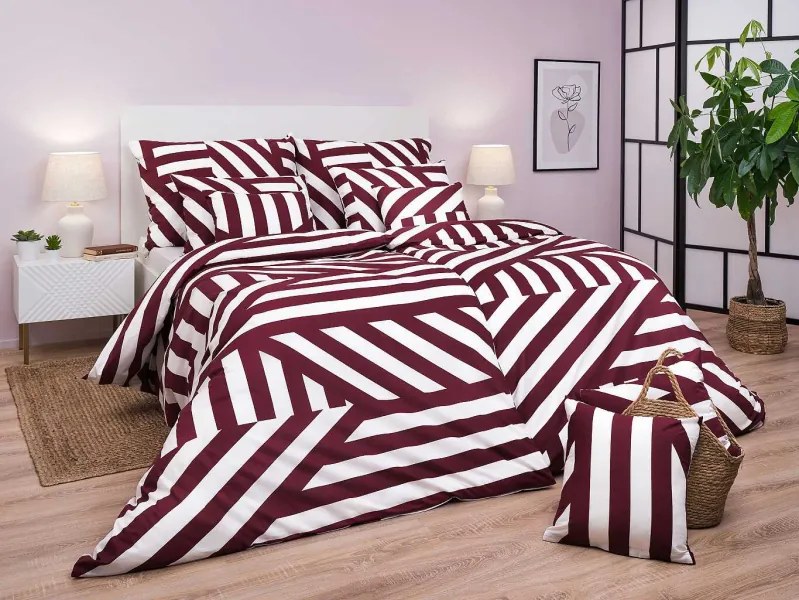 DADKA Bavlněné povlečení Zebra bordó 140x200, 70x90 cm