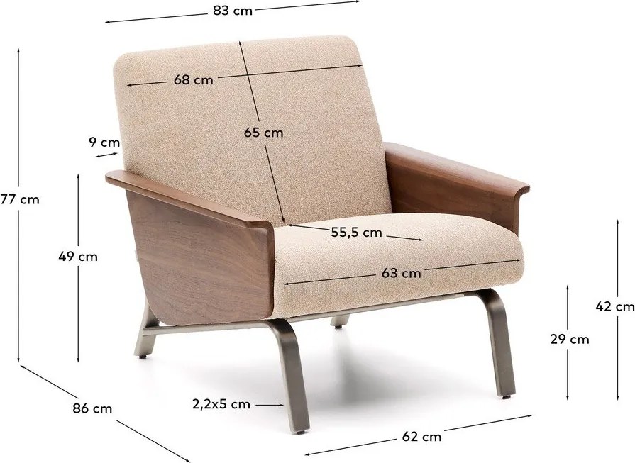 Světle hnědé žinylkové křeslo Amsen – Kave Home