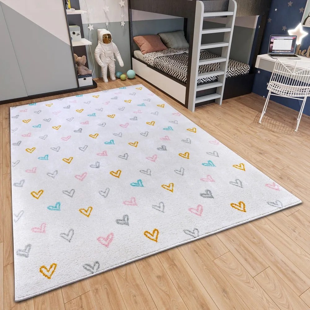 Bílý dětský koberec 120x170 cm Hearts – Hanse Home