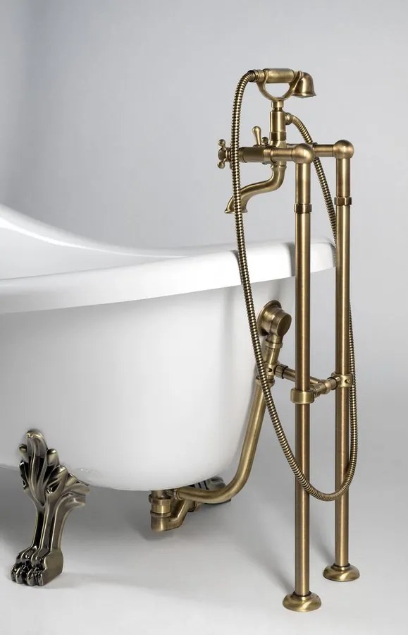 Polysan RETRO vana volně stojící 174,5 x 82 x 80,5 cm nohy bronz litý mramor bílá 43388