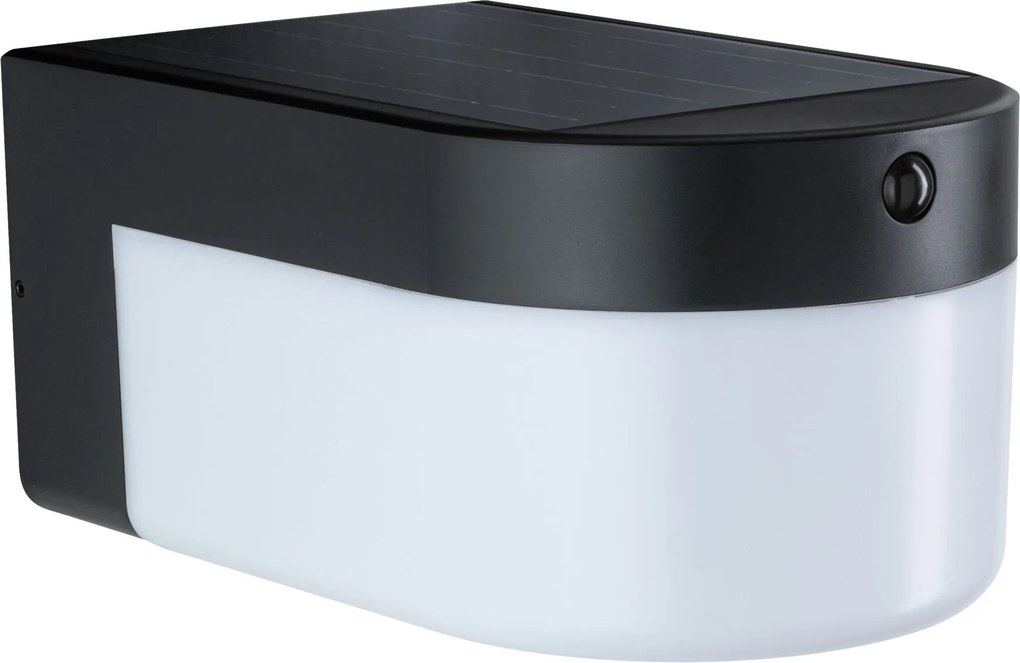 P 95747 Hybrid LED venkovní nástěnné svítidlo Calyne domovní 230V + solární IP44 hranaté 145x229mm 3000K 2,3W 230V černá - PAULMANN