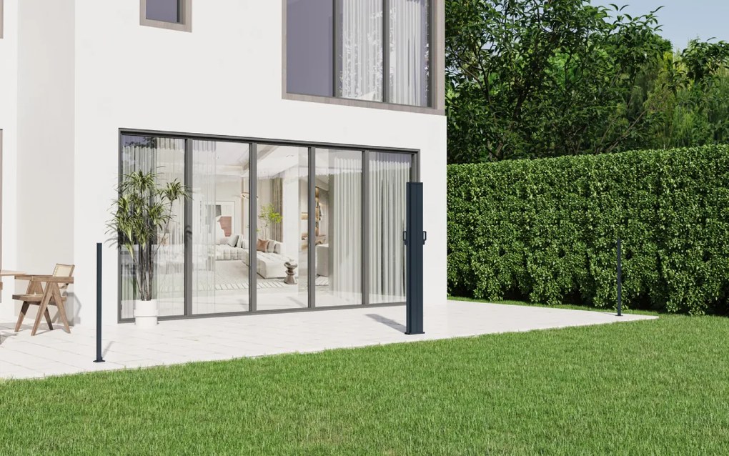 Dvojitá zatahovací markýza/boční zástěna BestBerg BBSU-2S300CG / 180 x 600 cm / šedá