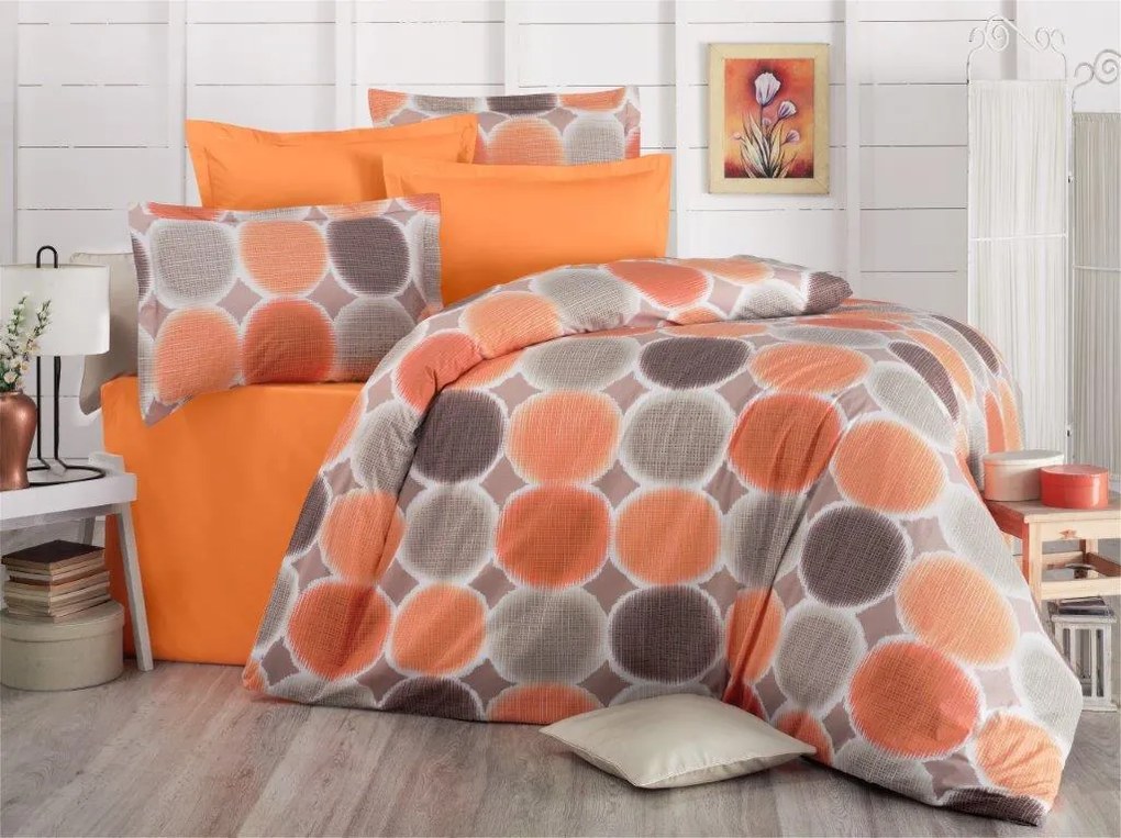 Brotex Povlečení francouzské krep 220x200, 70x90 Liberta orange, Výběr zapínání: zipový uzávěr