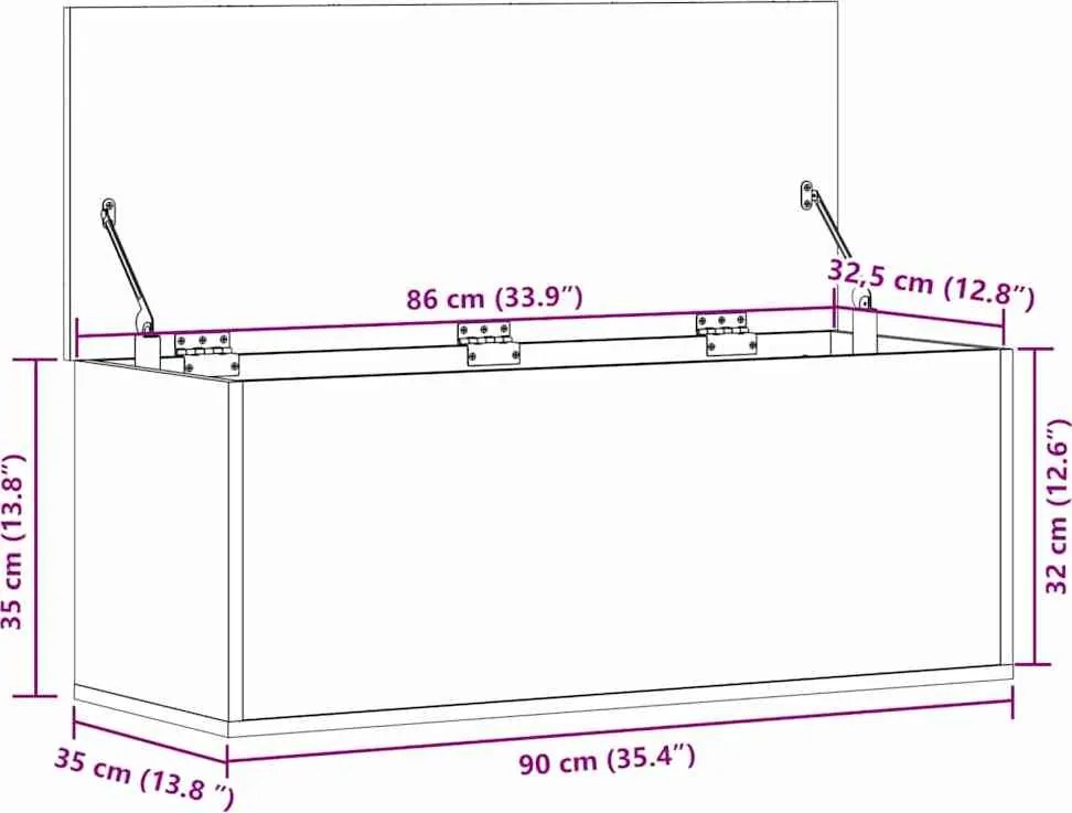 vidaXL Úložný box 90 x 35 x 35 cm kompozitní dřevo [840682] Barva: kouřový dub