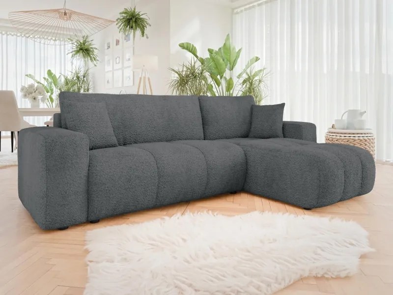 Rohová rozkládací sedačka Larow Boucle, Potah: Coral 55