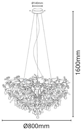 Křišťálový lustr na lanku 13xG9/40W/230V chrom