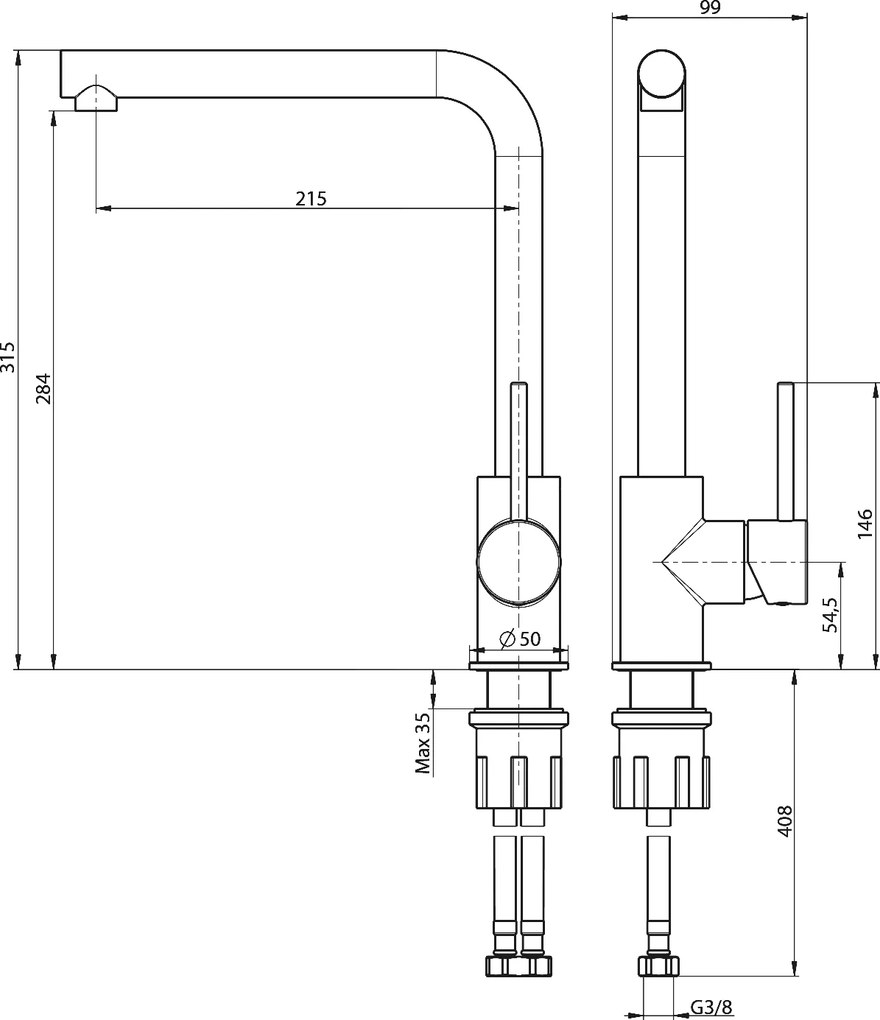 Sapho Sapho, RONA stojánková dřezová baterie, zlatá matná, JK125GB