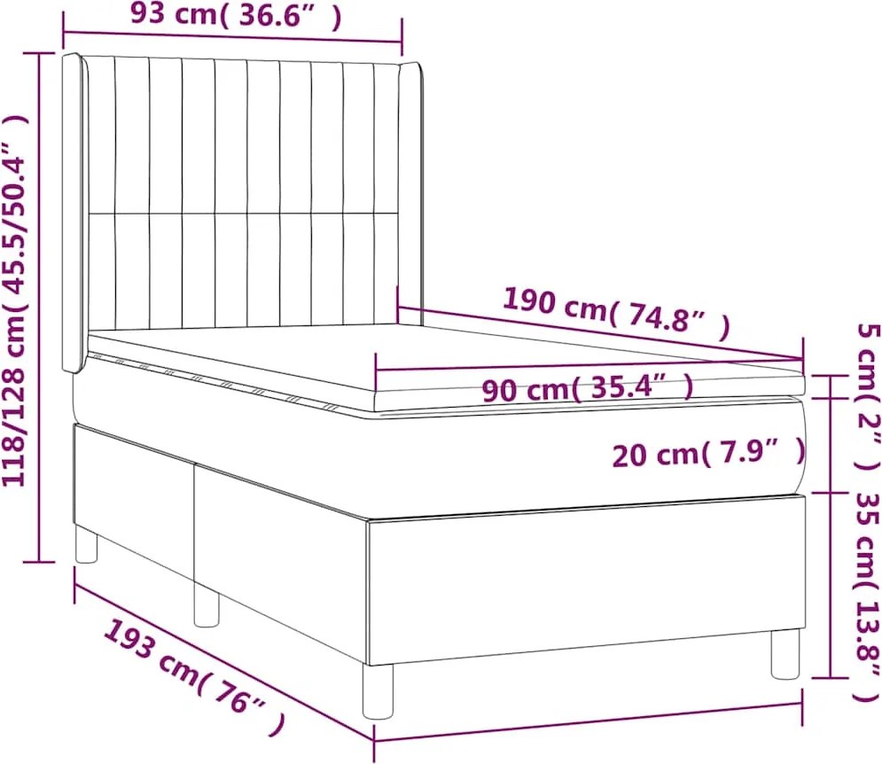 Box spring postel s matrací krémová 90x190 cm textil 3131558