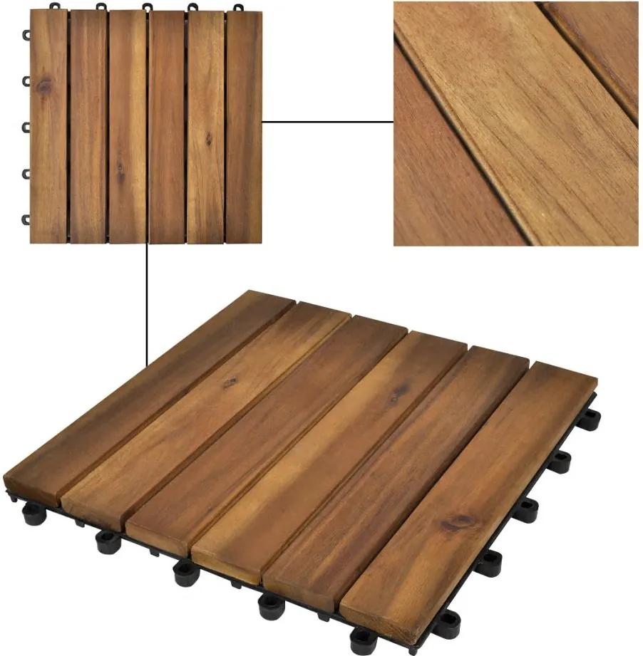 Akáciové terasové dlaždice Gibson - 30ks - vertikální vzor | 30x30 cm