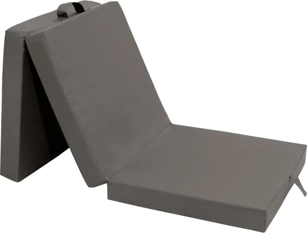 Trojdílná skládací pěnová matrace - šedá | 190x70x9 cm