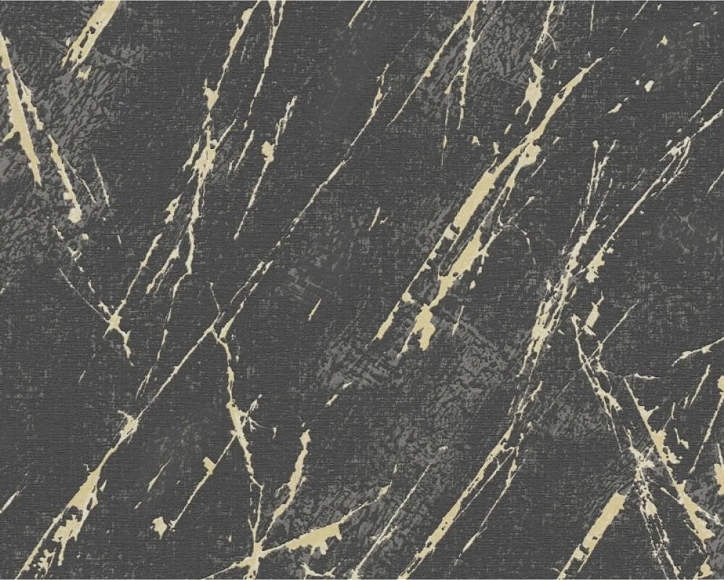 A.S. Creation Vliesová tapeta Casual Living Stone Black Gold Grey 10,05 x 0,53 m