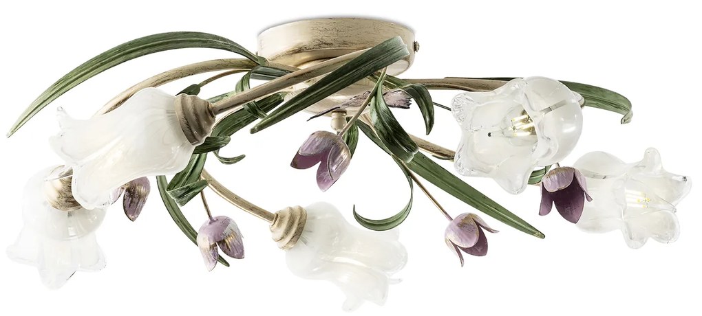 Light for home - Přisazený lustr ke stropu 475 "TULIPANO", 5x40W, E14, béžová, zelená, růžová