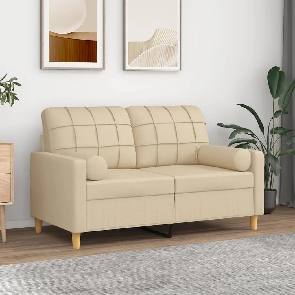 2místná pohovka s polštáři krémová 120 cm textil 3200776