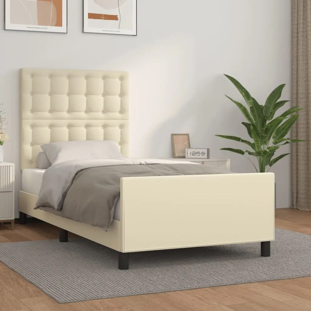 Rám postele s čelem krémový 80 x 200 cm umělá kůže 3125539