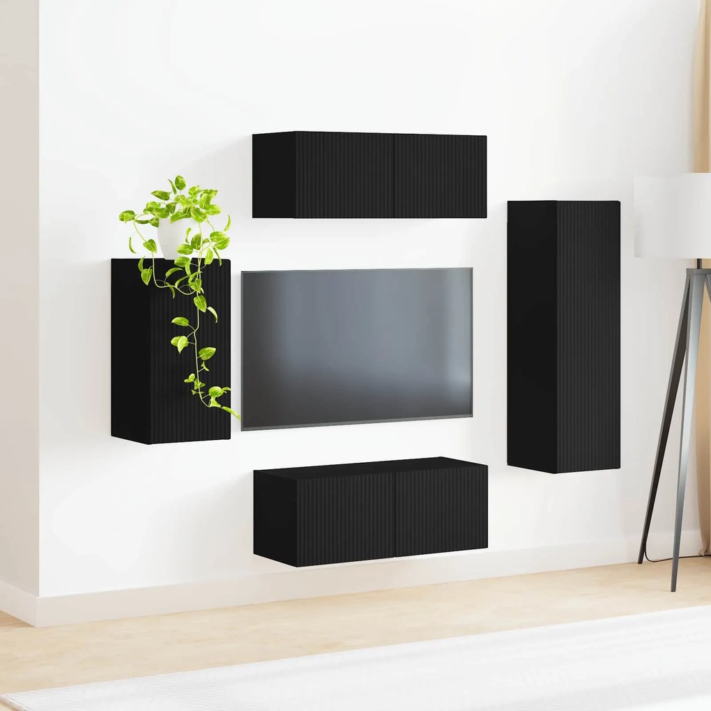 Sestava TV skříněk 4 ks Černá Kompozitní dřevo 3409007