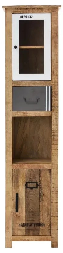 furniture-nabytek.cz - Masivní koupelnová vysoká skříňka Padma z mangového dřeva, lakovaná, vícebarevná – 43×35×180 cm