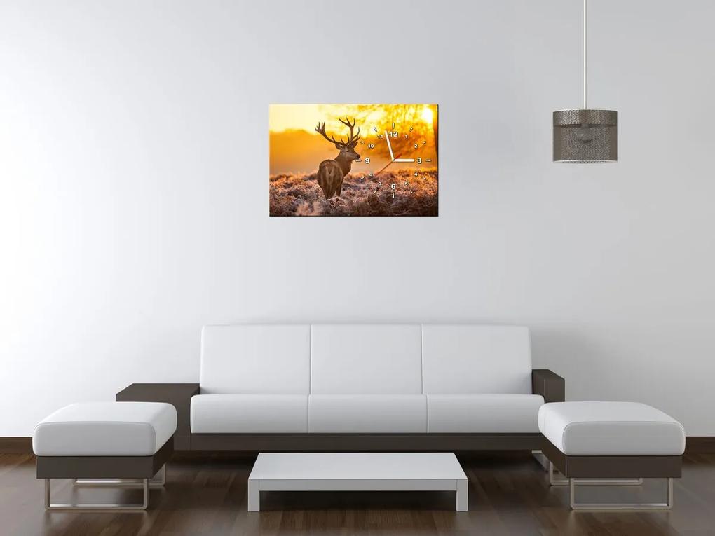 Gario Obraz s hodinami Silný jelen Rozměry: 40 x 40 cm