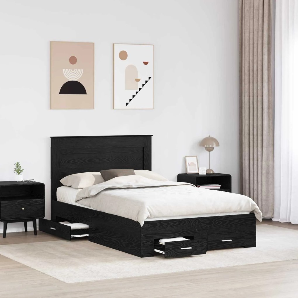 Rám postele se zásuvkou Černý dub 120 x 190 cm Kompozitní dřevo 3410335