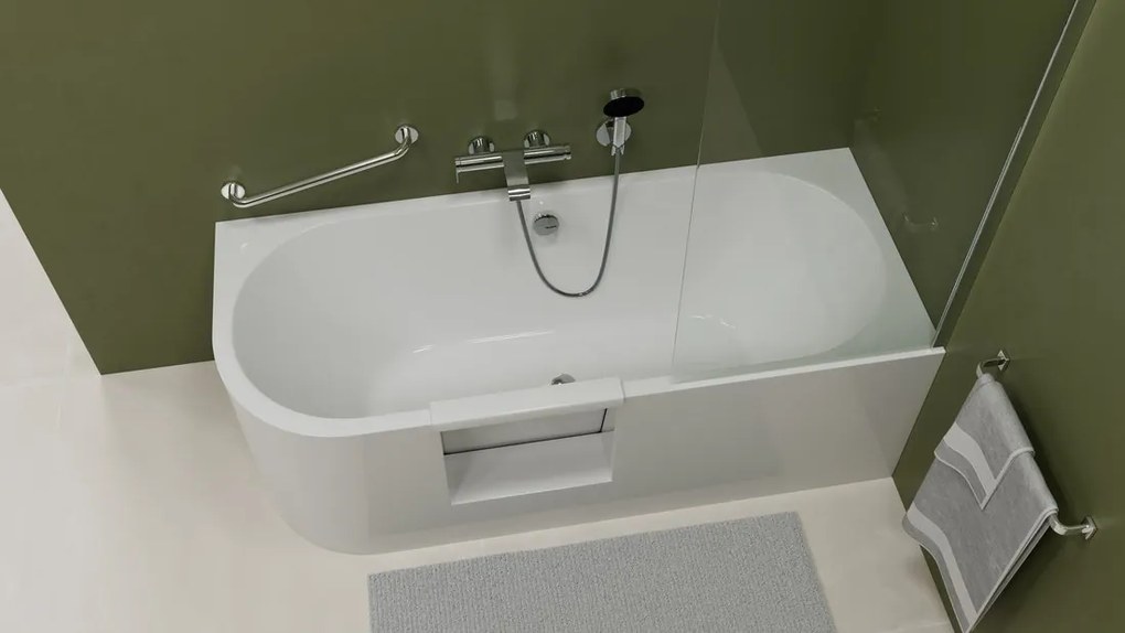 Polysan PORTAS R asymetrická vana s dvířky 170 x 75 x 60 cm pravá akrylát bílá 75541