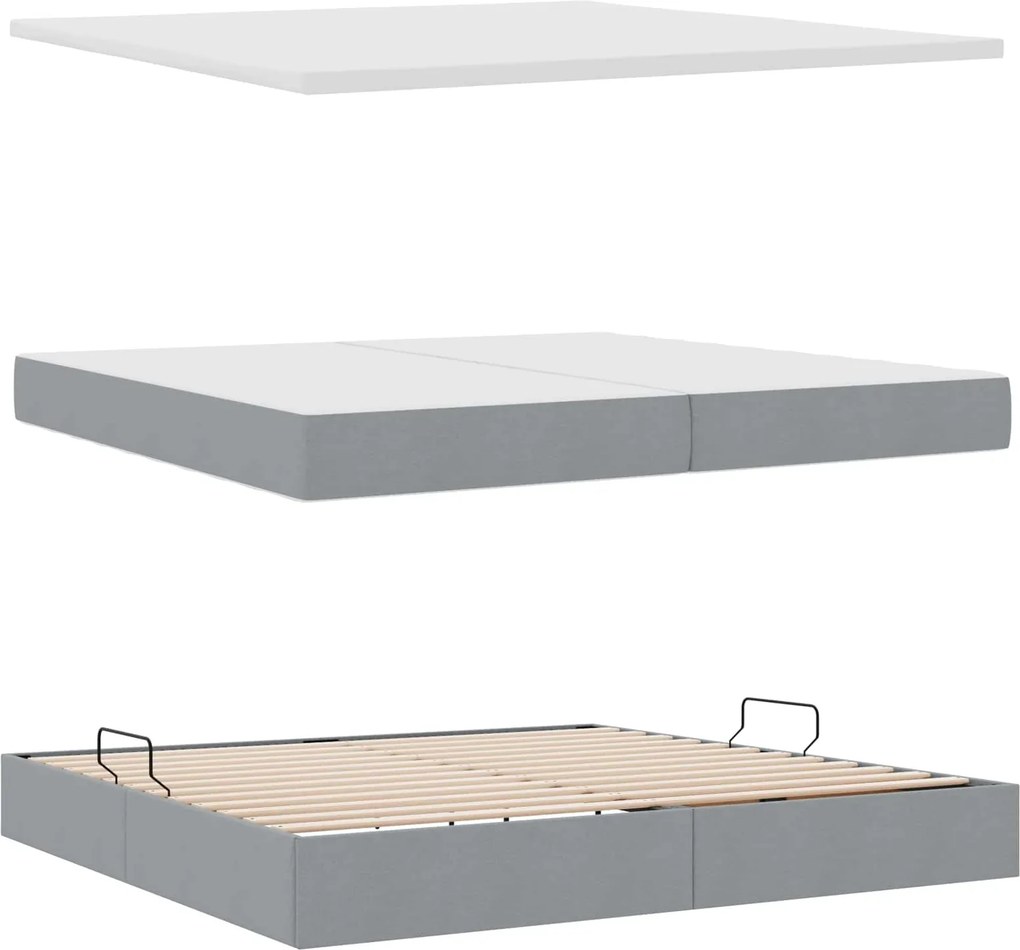 Postel s úložným prostorem a matrací Světle šedá 200 x 200 cm 3370593