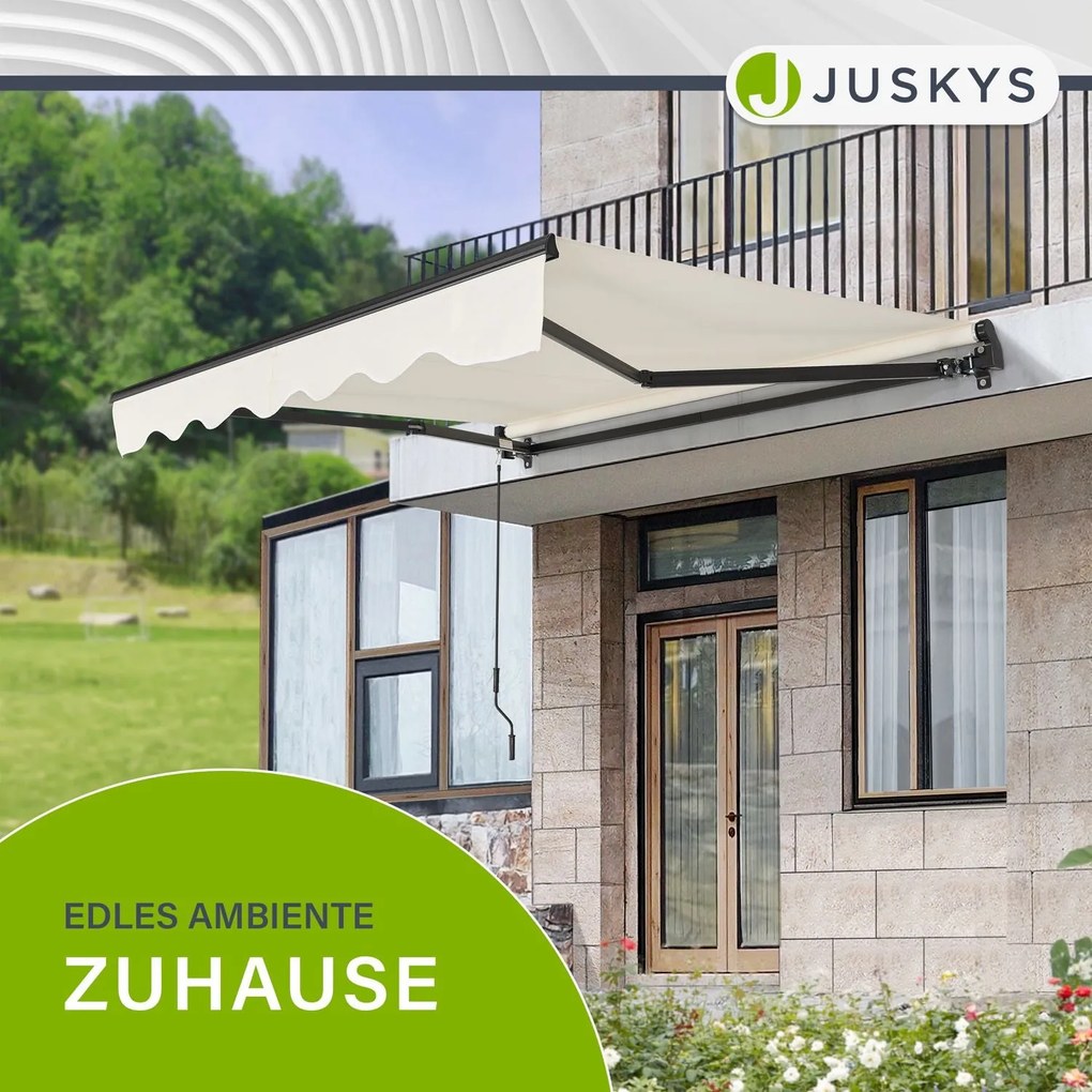 Juskys Kloubová markýza s ruční klikou Barva: béžová, Velikost: 250 × 200 cm