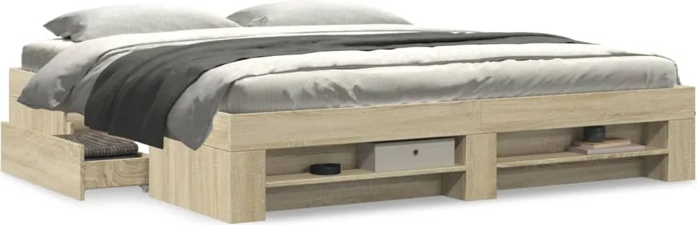 Rám postele bez matrace Dub Sonoma 200x200cm Dřevěné konstrukce 3295445