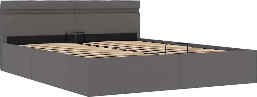 Rám postele LED s úložným prostorem šedý umělá kůže 160x200 cm 285556
