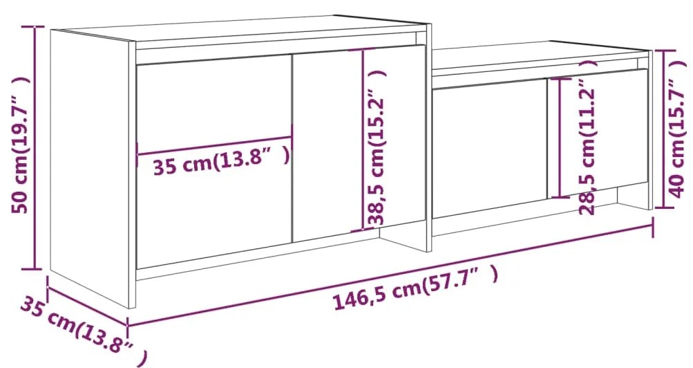 TV skříňka dub sonoma 146,5 x 35 x 50 cm kompozitní dřevo - Default Title