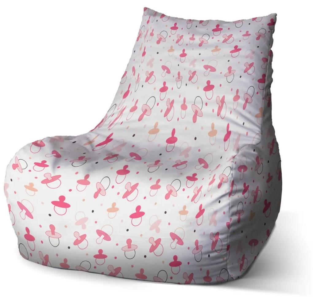 Sablio Sedací vak Bean Růžové dudlíky - 60 x 70 x 70 cm