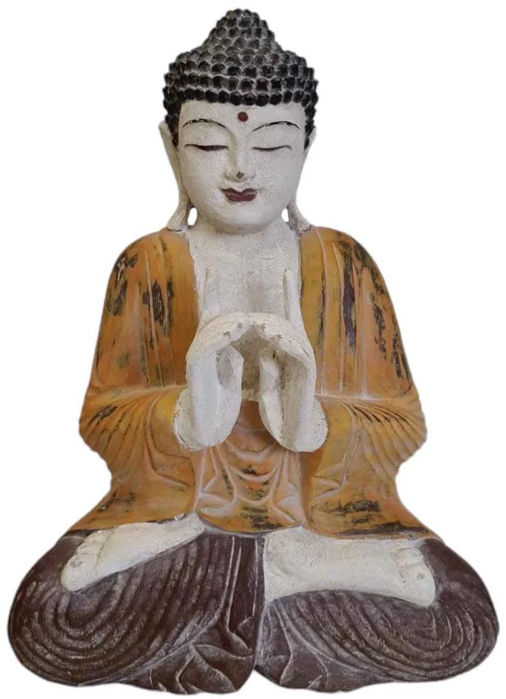 Buddha žlutý s patinou 3 33 cm